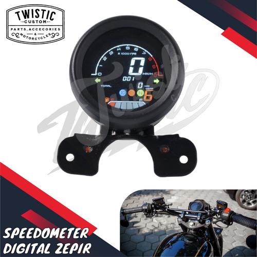 Jual Speedometer Digital Bulat LCD Zepir Motor Custom Universal Bobber ...