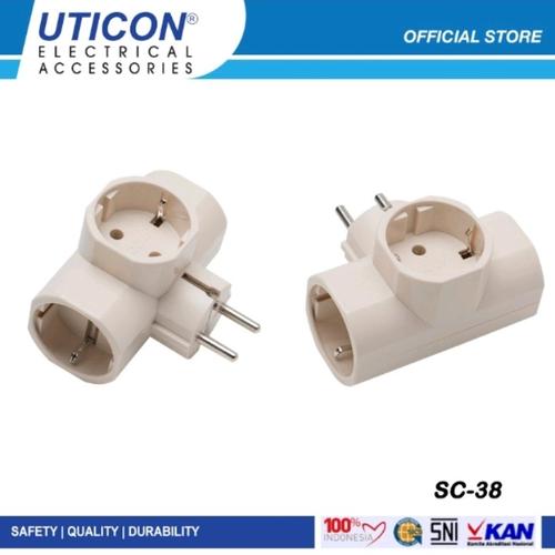 Jual Uticon Steker T Arde SC-38 / Stop Kontak Arde T 3 Lubang dengan ...