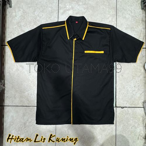 Jual Seragam kerja hitam orange - baju kerja hitam oren bisa BORDIR ...