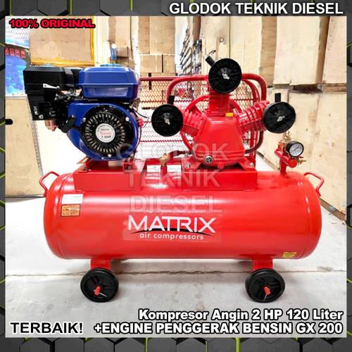 Jual Matrix Kompresor Angin 2 HP 120 Liter + Engine Penggerak Bensin GX 200 6.5 HP MTX-3065 Air ...