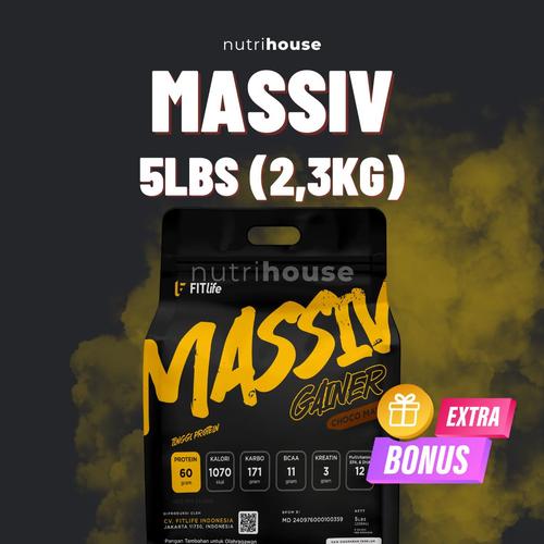 Jual FITlife Massiv Gainer 5lbs 2,3kg Mass Gainer - Chocomalt, Shaker ...