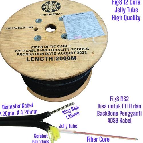 Jual kabel fo 12 core fig8 jelly tube NS2 high quality 2km / dropcore ...