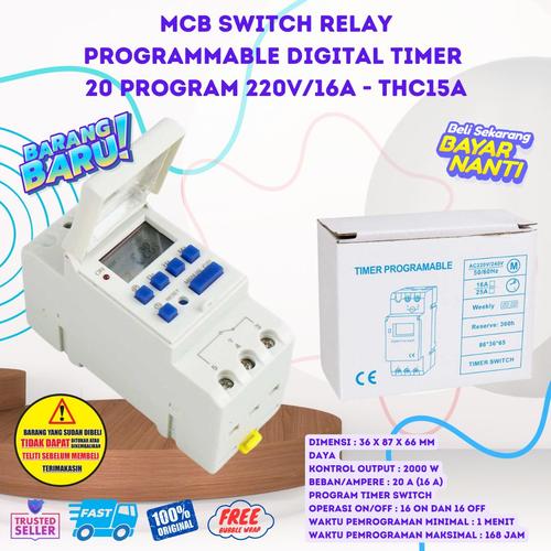 Jual MCB Switch Relay Programmable Digital Timer 220V/16A 20 Program ...