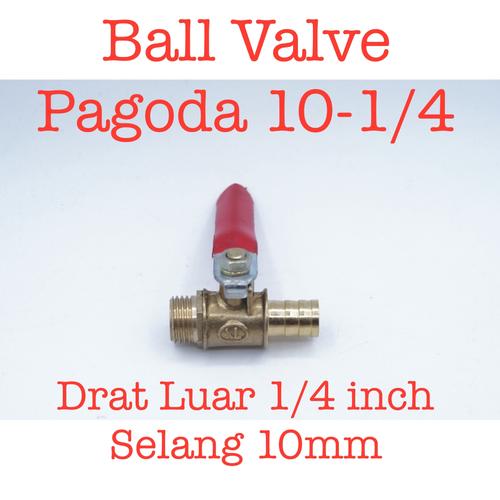 Jual Ball Valve Stop Kran Keran Kuningan Drat Luar Male 1/4 inch to Selang 10mm Hose Barb Inline ...