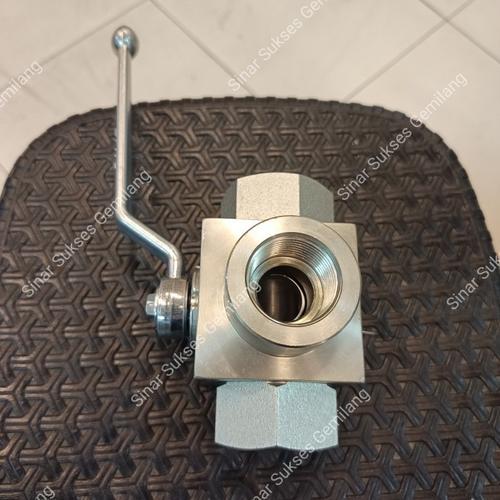 Jual Ball Valve 3 Way Hydraulic 1/2" Inch 500 Bar / Stop Kran Three way ...