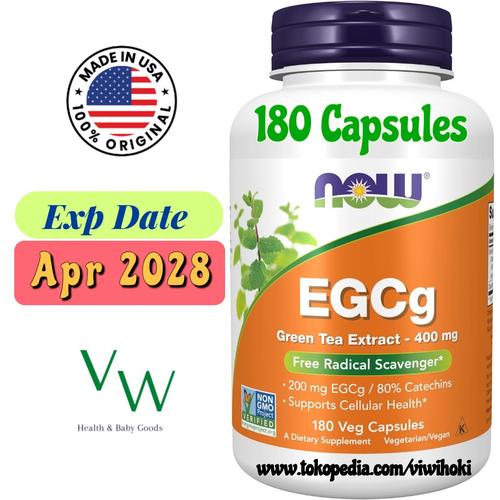 Jual NOW EGCg Green Tea Extract 400 mg 180 Veg Capsules Free Radical ...