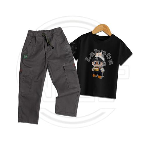 Promo Setelan Cargo Baju Kaos Labubu Anak Laki Laki Cowok 4-12 Tahun ...