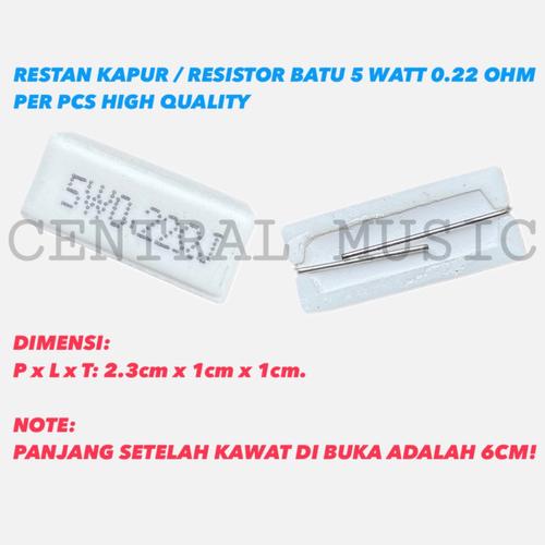 Jual RESTAN KAPUR / RESISTOR BATU 5 WATT 0.22 OHM PER PCS HIGH QUALITY - Kota Medan ...
