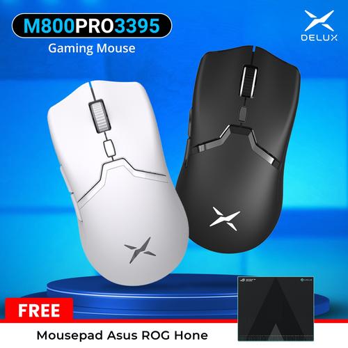 Promo DELUX M800 PRO Wireless Gaming Mouse PAW 3395 Sensor - Putih ...