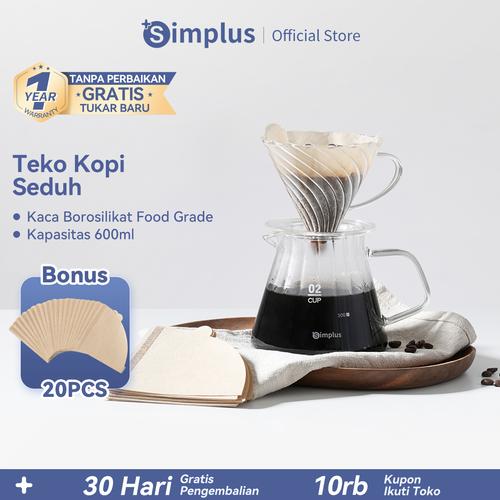Promo Simplus Pour Over Coffe Maker V60 Penuangan Kopi Kaca Borosilikat Tingkat Tinggi Teko ...