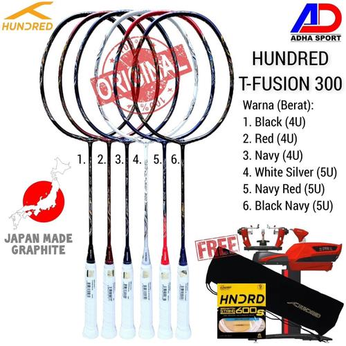 Jual Raket Badminton Hundred T-Fusion 300 4U & 5U Raket Bulutangkis ...