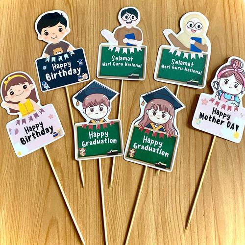 Jual Topper Buket hari Guru Tuper Hiasan Kue Cake Toper Tusukan Tumpeng ...