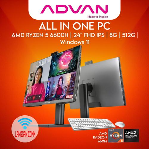 Promo Advan One Pc R5 Pc All in One AMD Ryzen 5 5500U 8GB/512GB Win11 ...