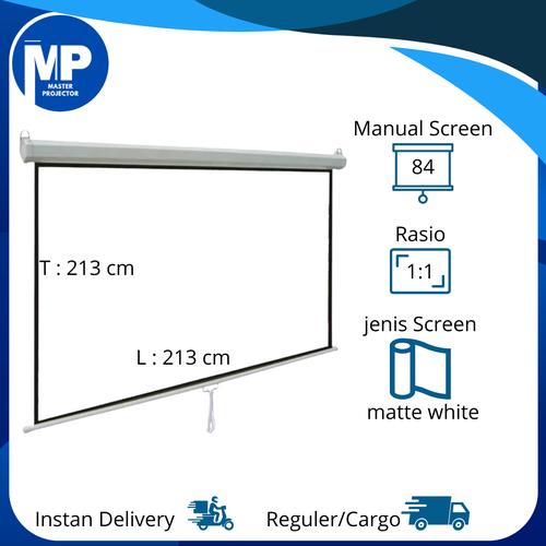 Jual Layar Proyektor Wall Manual 84" - Screen Projector Wall mount 84 ...