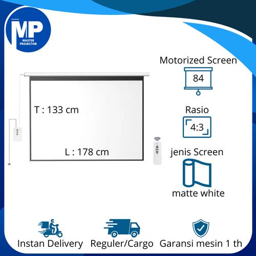 Jual Screen Pojector Motorized 84" 4:3 Layar Proyektor Otomatis 84 inch ...
