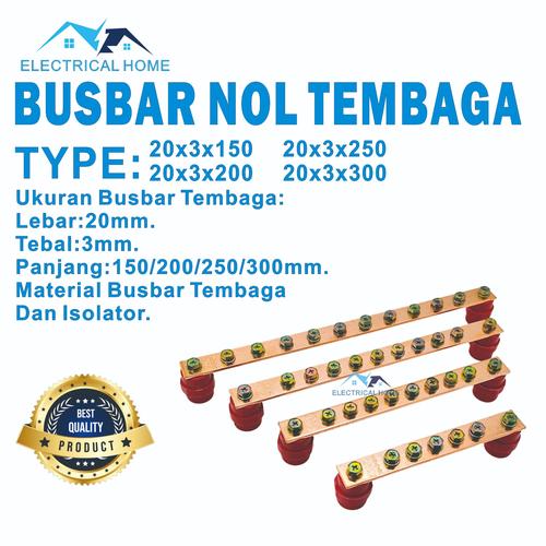 Jual Busbar Tembaga 20 x 3 x 150mm/200mm/250mm/300 mm Terminal Nol 5/8 ...
