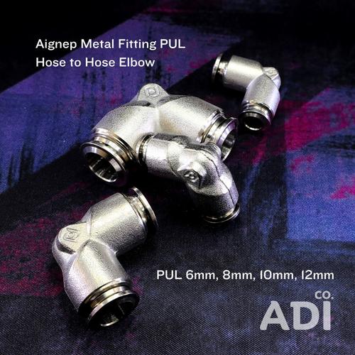 Jual Aignep PUL Metal Elbow Hose to Hose Fitting Pneumatic Connector 6mm 8mm 10mm 12mm - Kota ...
