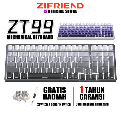 Jual ZIFRIEND ZT99 Keyboard Mekanik Gradien Ungu Hot Swap Lampu Putih ...