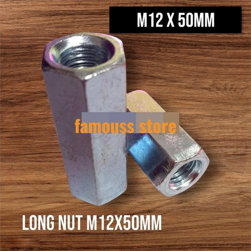 Jual Long Nut M12 X 50MM / Hex Road Coupling Nut m12 x 50mm Tebal ...