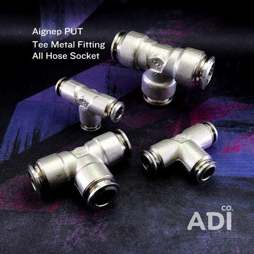 Jual Aignep PUT Metal Tee Hose Connector Neple T Selang 6mm 8mm 10mm ...