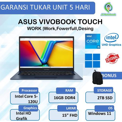 Jual ASUS VIVOBOOK 15 TOUCH A1504VAP CORE 5 120U 8GB 512GB W11+OHS 15.6FHD VIPS BLU - dengan ...