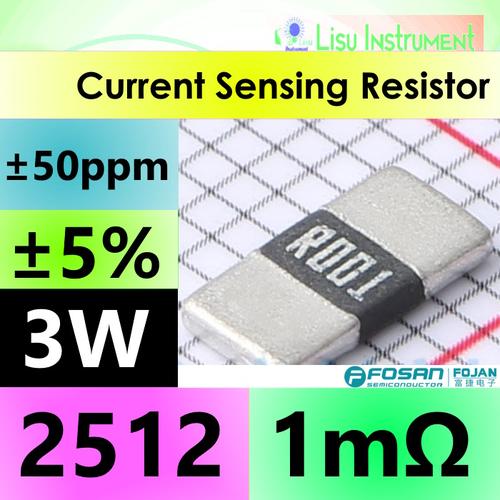 Jual 1mΩ 2512 3W ±5% ±50ppm/°C Current Sensing Shunt Resistor R001 1mR ...