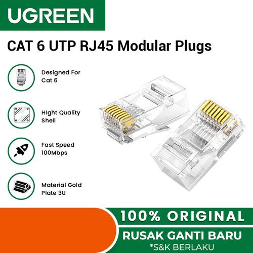 Jual Cat6 UTP RJ45 Modular Plugs | Konektor RJ45 UGREEN - 10 PCS ...