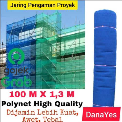Jual 1 Roll Jaring Pengaman Proyek Safety Net Polynet Polinet Biru 1,3 ...