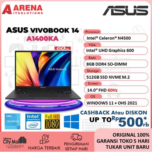 Jual Asus Vivobook 14 A1400ka N4500 8gb 256Ssd 14.0 FHD Win11+Office ...
