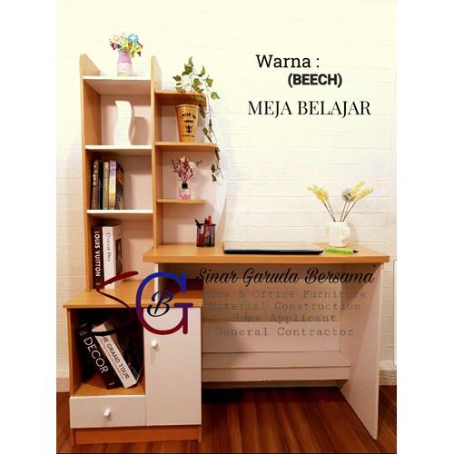 Jual MEJA BELAJAR BANYAK TEMPAT PENYIMPANAN / MEJA KERJA ESTETIK / MEJA ...