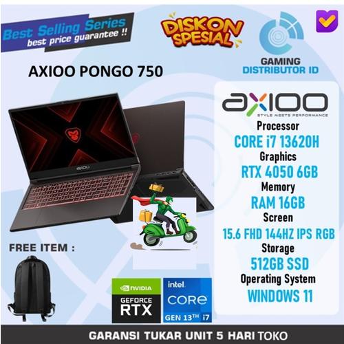 Promo Laptop Axioo PONGO 750 I7 13620H RTX4050 6GB/ 16GB 512GB W11 15 ...