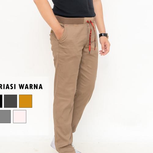 Jual Celana panjang Chino pria pinggang karet/ RIP kolor Hight Quality - Mocca, 27/28 - Kab ...