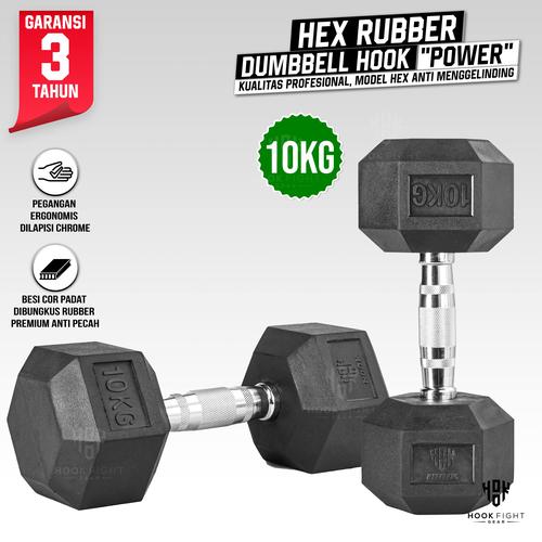 Jual Dumbbell Hexagonal Hook 10kg Alat Fitnes Home Gym Dumble Barble ...