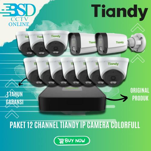 Jual Paket CCTV IP TIANDY FullColor 20 Channel, 12 Camera 2MP FullColor ...