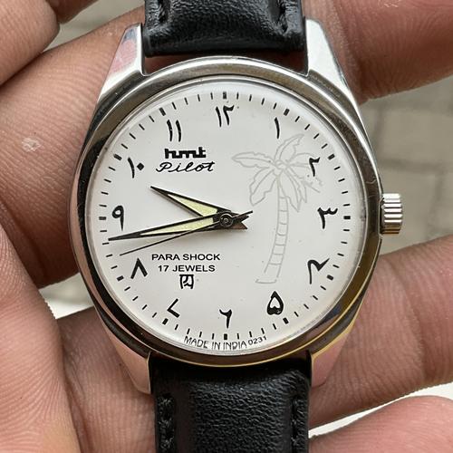 Jual JAM KUNO INDIA HMT LOGO POHON PALEM ARAB NUMERIC INDEX WHITE DIAL ...