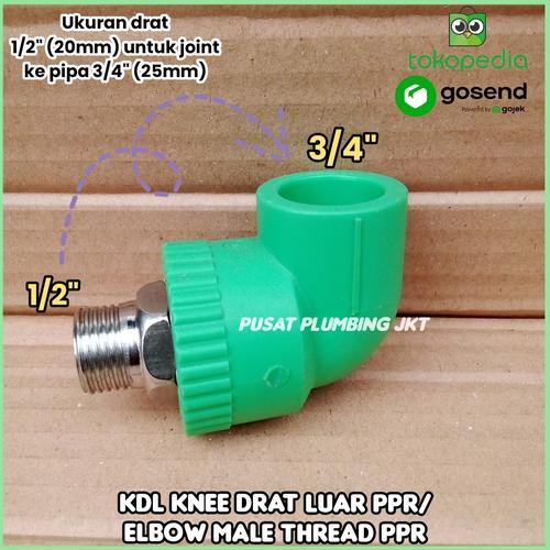 Jual Kdl knee drat luar ppr 25mm x 1/2" inch / Elbow drat luar ppr 1/2 ...