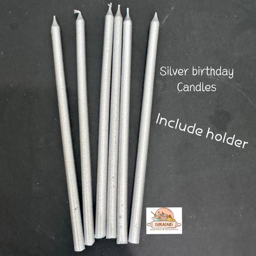 Jual Lilin Panjang Silver (4) 6pc 12 cm Birthday Candle lilin ulang ...