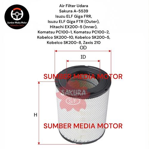 Jual Sakura Air Filter Udara A-5539 Isuzu ELF Giga FRR, Isuzu ELF Giga ...