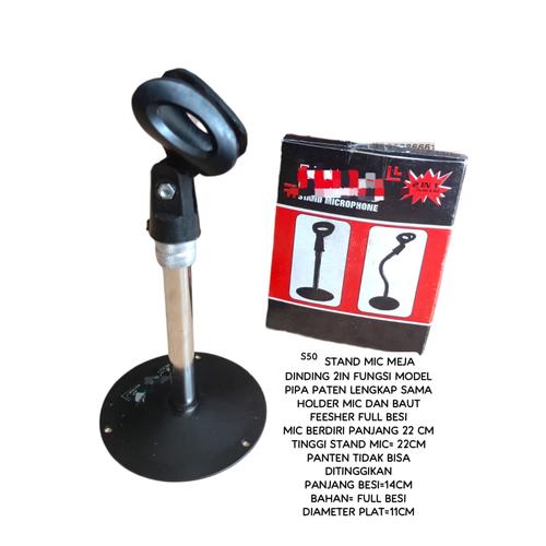 Jual S50 ORI STAND MIC 22 CM TEMBOK MEJA DINDING HOLDER MIK MIX 2IN1 PIPA LURUS LENGKAP DAN BAUT ...