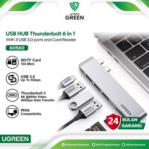 Jual UGREEN HUB Thunderbolt 3 USB Type C 6 in 1 to HDMI SD Macbook Pro Air 60560 - Kab ...