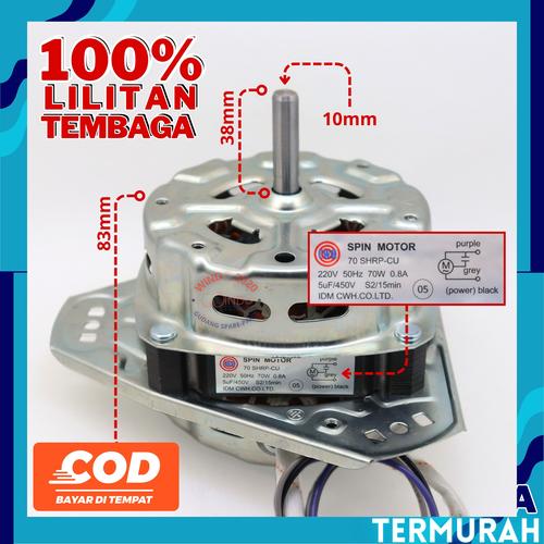 Jual DINAMO SPIN PENGERING 2 TABUNG UNIVERSAL 70WATT LILITAN TEMBAGA ...