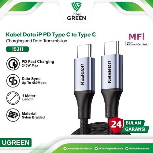 Jual UGREEN Kabel Data Type C to Type C Fast Charging 5A 240W 1 Meter 15311 - Kab. Tangerang ...