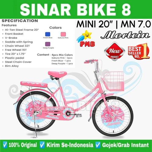 Jual Sepeda Anak Remaja Perempuan PMB MORTEIN MN 7.0 Ukuran 20 Inch ...