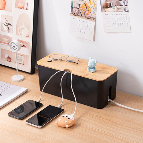 Promo Kotak Kayu Organizer Manajemen Kabel Charger -Tempat Penyimpanan ...