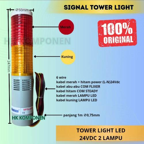 Jual Signal tower light led 24vdc / 220vac 2 lampu tower lamp / NPT5-2 ...