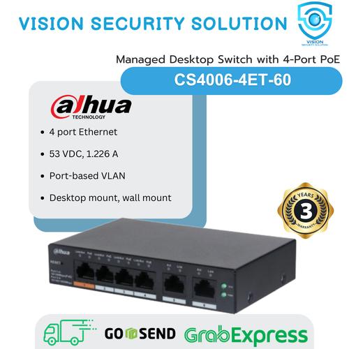 Promo Dahua DH-CS4006-4ET-60 Poe Switch 6-Port Cloud Managed Desktop Switch with 4-Port PoE ...