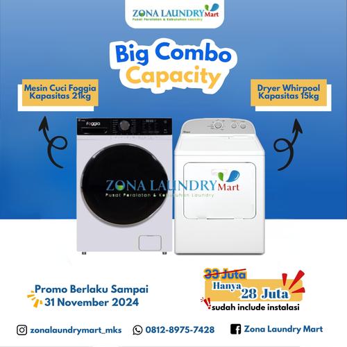 Jual Mesin Cuci Foggia 21 kg & Dryer Whirpool 15 kg - Kota Makassar - zona laundry mart | Tokopedia