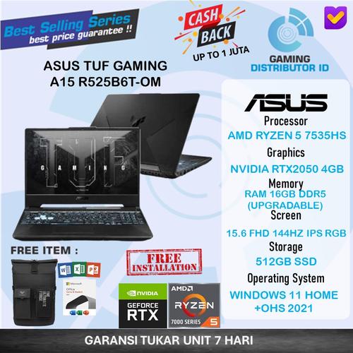 Promo ASUS TUF nVIdia RTX2050 ryzen 5 16GB 512SSD W11 OHS 15.6FHD ...