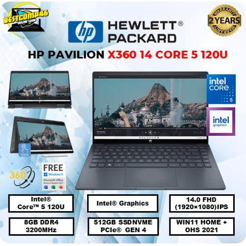 Jual Laptop HP Pavilion x360 2in1 TouchScreen Flip Core 5 120U 16GB ...