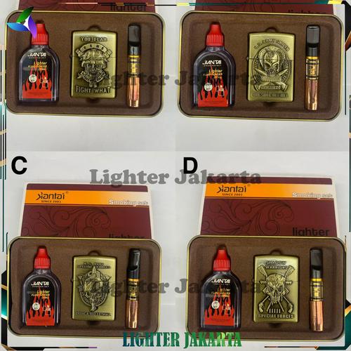 Jual Korek Api Roda Api Minyak Jiantai Skull Army Kerosene Lighter - A ...